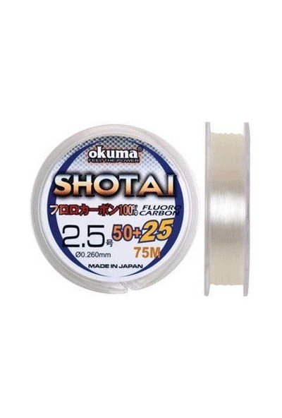 Okuma Shotai Fluorocarbon 75 mt 0,165 mm Misina Okuma Shotai Fluorocarbon 75 mt 0,165 mm Misina