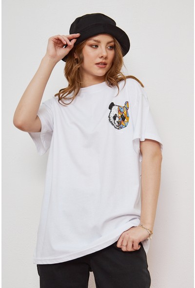 Noon Ayı Baskılı Oversize T-Shirt
