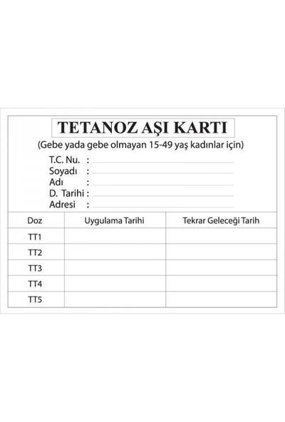 Aile Hekimi Alışveriş Tetanoz Aşı Kartı Aile Hekimi Alışveriş Tetanoz Aşı Kartı