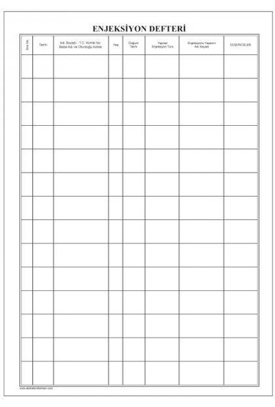 Aile Hekimi Alışveriş Enjeksiyon Defteri 200 Sayfa Aile Hekimi Alışveriş Enjeksiyon Defteri 200 Sayfa