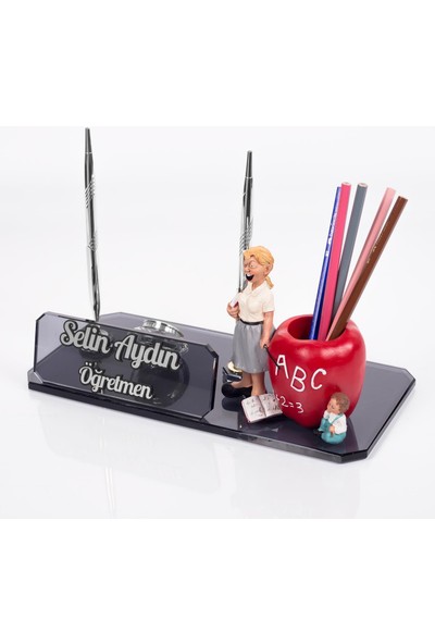 Ofistike Kristal Öğretmenler Günü Için İsme Özel Bayan Öğretmen Biblolu Masa Isimliği + Saat Gümüş Renk Ofistike Kristal Öğretmenler Günü Için İsme Özel Bayan Öğretmen Biblolu Masa Isimliği + Saat Gümüş Renk