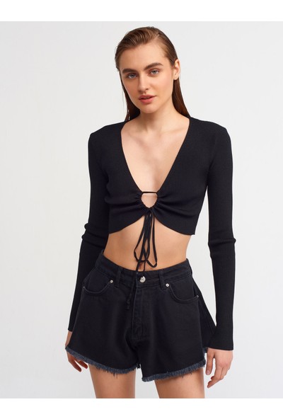 Dilvin 70270 Kloş Jean Şort-Siyah