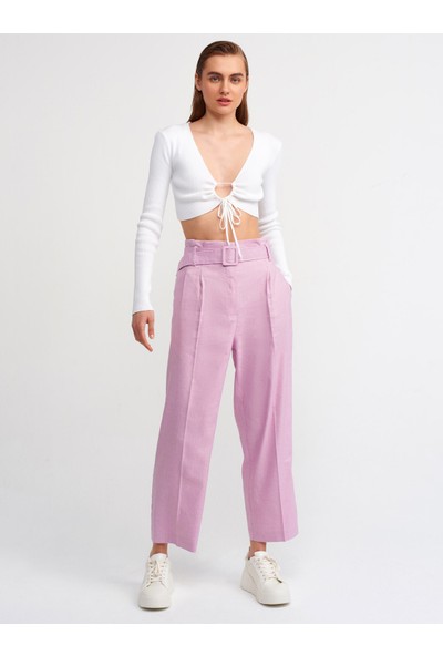 Dilvin 5016 Yüksek Bel Pantolon-Lila