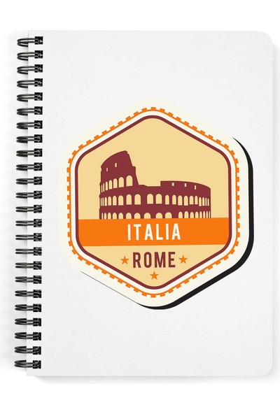 Astak Italia Rome Baskılı Ahşap Kapaklı Defter 15X20 cm DFT2211