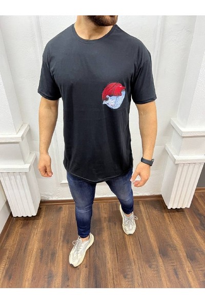 333 Kurt Baskılı Oversize Tshirt