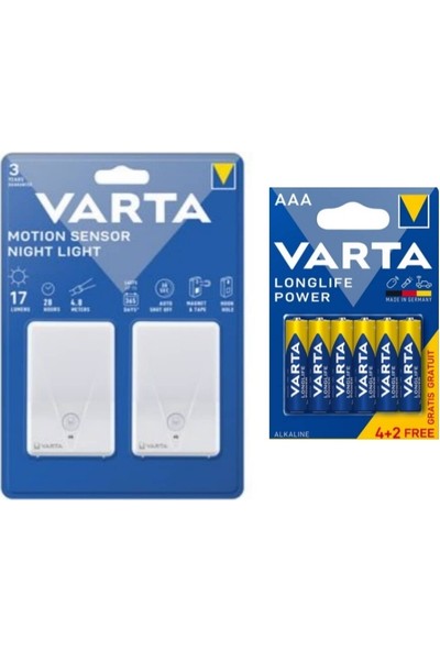 Varta 16624 2 Li Motion Sensör + Varta Alkalın Aaa Ince Pil 6 Lı Aydos Varta 16624 2 Li Motion Sensör + Varta Alkalın Aaa Ince Pil 6 Lı Aydos
