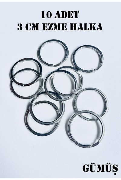 Hobimu Makrome Anahtarlık Halkası- 3 cm Gümüş