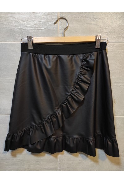 Lovetti Kız Çocuk Fırfırlı Deri Etek