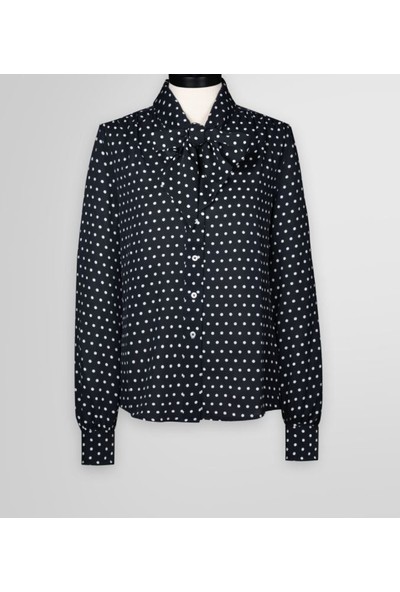 Kadın Siyah Puantiyeli Bluz