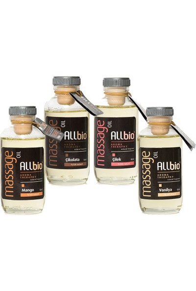 Allbio 4'lü Masaj Yağı Çilek, Mango, Vanilya, Çikolata