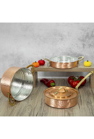 Home Mutfak 4 Pcs Midi Bakır Rose Tencere Seti Home Mutfak 4 Pcs Midi Bakır Rose Tencere Seti
