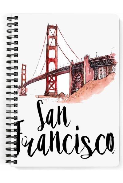 Astak San Francisco Baskılı Ahşap Kapaklı Defter 15X20 cm DFT3550