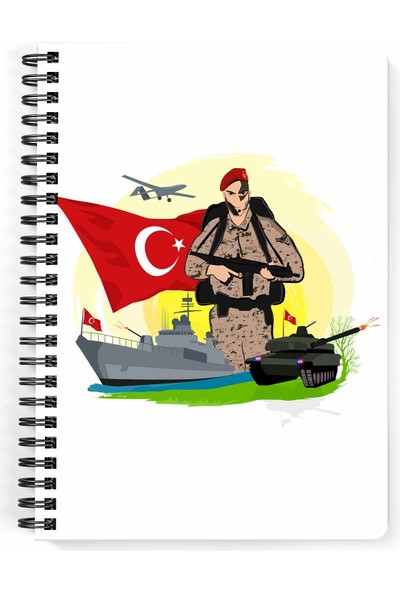 Astak Türk Askeri Baskılı Ahşap Kapaklı Defter 15X20 cm DFT5685