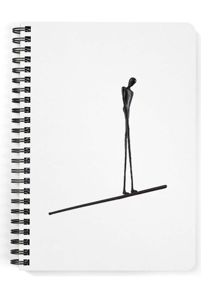 Astak Ipin Üstünde Yürüyen Adam Baskılı Ahşap Kapaklı Defter 15X20 cm DFT1401