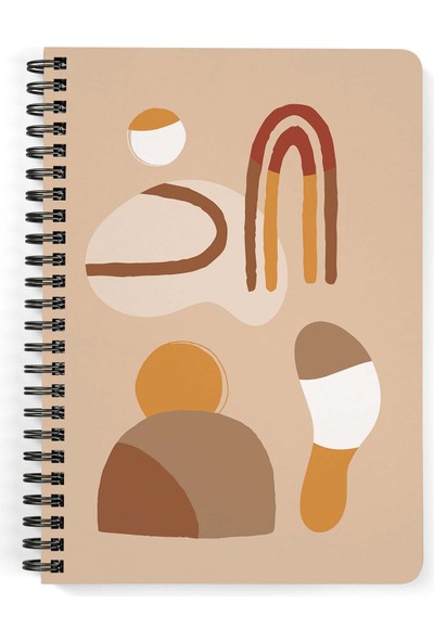 Astak Geometrik Şekil Baskılı Ahşap Kapaklı Defter 15X20 cm DFT651