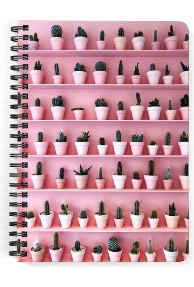 Astak Kaktüs Baskılı Ahşap Kapaklı Defter 15X20 cm DFT3282