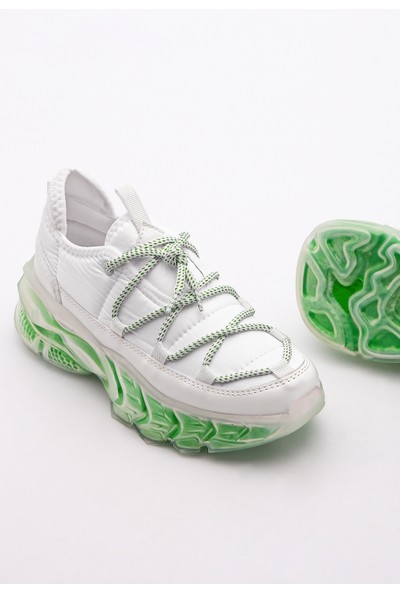 Marjin Kadın Sneaker Şeffaf Kalın Taban Bağcıklı Spor Ayakkabı Lukya