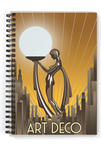 Astak Art Deco Baskılı Ahşap Kapaklı Defter 15X20 cm DFT678