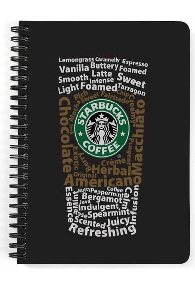 Astak Starbucks Baskılı Ahşap Kapaklı Defter 15X20 cm DFT3889
