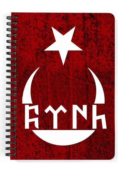 Astak Göktürk Ay Yıldız Baskılı Ahşap Kapaklı Defter 15X20 cm DFT5459