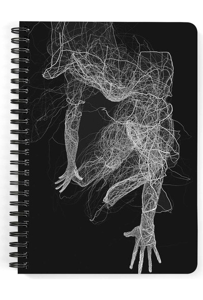 Astak Soyut Insan Baskılı Ahşap Kapaklı Defter 15X20 cm DFT3069