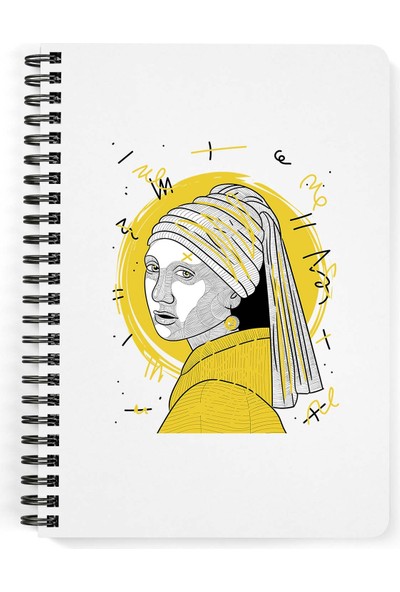 Astak Inci Küpeli Kız Baskılı Ahşap Kapaklı Defter 15X20 cm DFT924