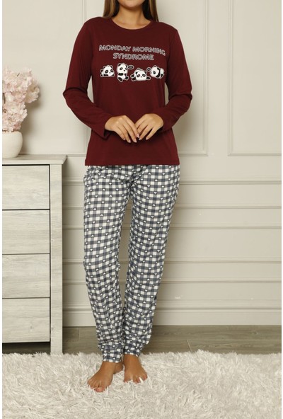 Lady Secret Bordo Kadın Pijama Takımı Pamuklu