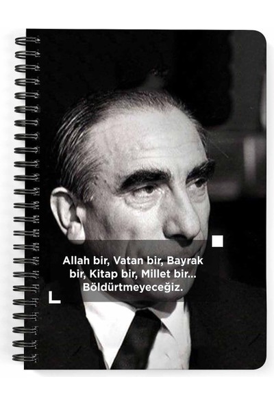 Astak Alparslan Türkeş Baskılı Ahşap Kapaklı Defter 15X20 cm DFT5618