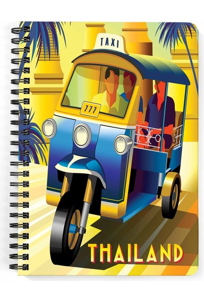 Astak Tayland Baskılı Ahşap Kapaklı Defter 15X20 cm DFT5011