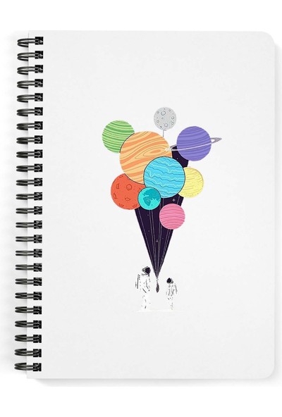 Astak Gezegen Baskılı Ahşap Kapaklı Defter 15X20 cm DFT1968