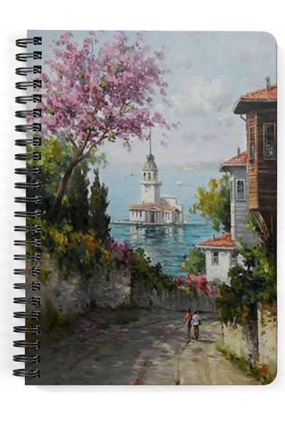 Astak Kız Kulesi Baskılı Ahşap Kapaklı Defter 15X20 cm DFT3544