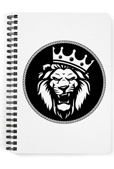 Astak Kral Taçlı Aslan Baskılı Ahşap Kapaklı Defter 15X20 cm DFT795