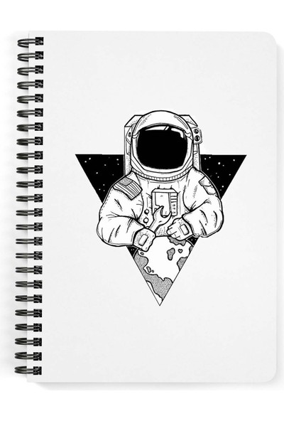 Astak Astronot Baskılı Ahşap Kapaklı Defter 15X20 cm DFT1965