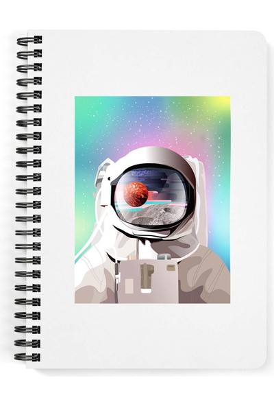 Astak Astronot Baskılı Ahşap Kapaklı Defter 15X20 cm DFT1942