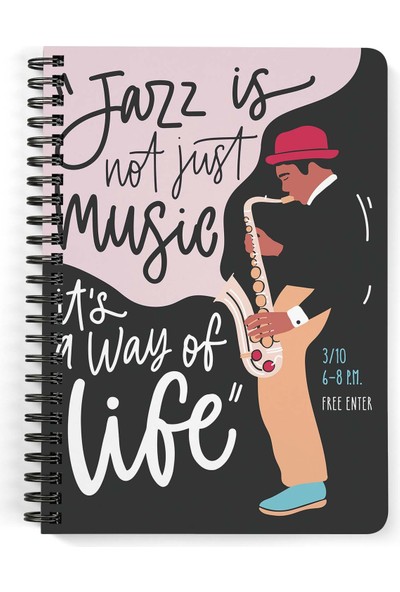Astak Jazz Life Baskılı Ahşap Kapaklı Defter 15X20 cm DFT594