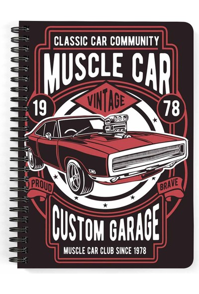 Astak Muscle Car Baskılı Ahşap Kapaklı Defter 15X20 cm DFT2948