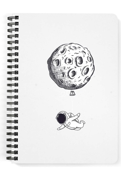 Astak Astronot Baskılı Ahşap Kapaklı Defter 15X20 cm DFT1988