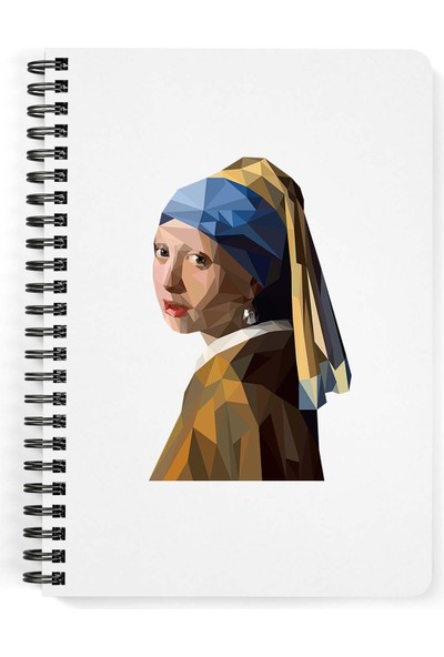 Astak Inci Küpeli Kız Baskılı Ahşap Kapaklı Defter 15X20 cm DFT927