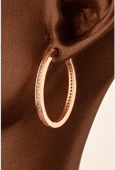 Gülüş Gümüş Zirkon Taşlı Elips Küpe