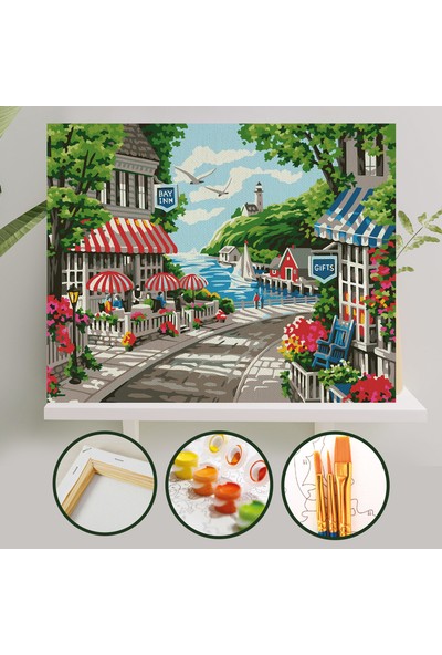 Palmiye Hobi Sanat Sayılarla Boyama Tuval Seti Fırça Boya Dahil Çıtalı 40 x 50 cm - Sahil Kasabası Palmiye Hobi Sanat Sayılarla Boyama Tuval Seti Fırça Boya Dahil Çıtalı 40 x 50 cm - Sahil Kasabası