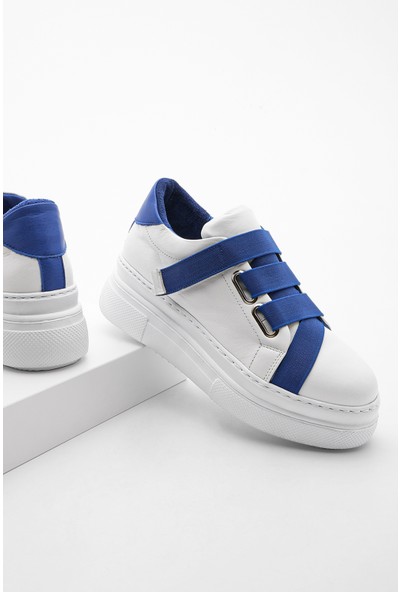 Marjin Kadın Sneaker Deri Kalın Taban Cırt Cırt Bantlı Spor Ayakkabı Lefaz