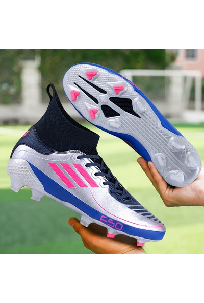 LRsmile Yüksek Top Kaymaz Eğitim Futbol Ayakkabıları Kapalı Açık Futbol Ayakkabıları (Yurt Dışından)