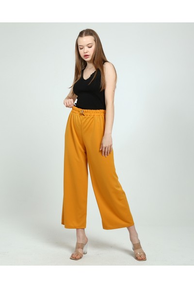 My Farbe Kadın Bol Paça Pantolon Hardal-38 My Farbe Kadın Bol Paça Pantolon Hardal-38