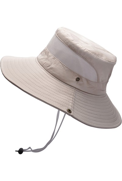 Luxuitems Unisex Büyük Güneş Şapkası - Bej (Yurt Dışından)