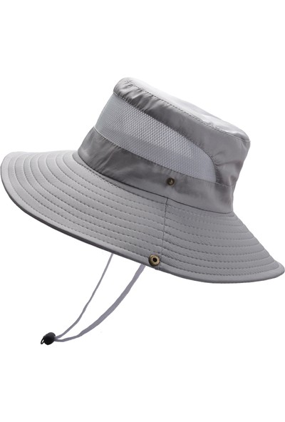 Luxuitems Unisex Büyük Güneş Şapkası - Gri (Yurt Dışından)