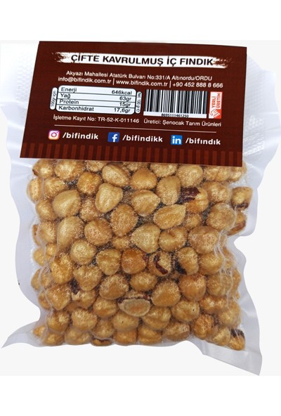 Bi Fındık Çifte Kavrulmuş Iç Fındık 250 gr Vakum Paket Bi Fındık Çifte Kavrulmuş Iç Fındık 250 gr Vakum Paket
