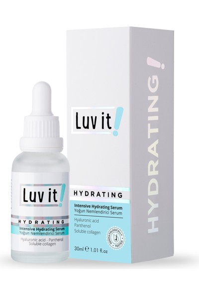Luv it! Yoğun Nemlendirici Serum (Hyaluronic Acid + Panthenol + Soluble Collagen) 30 ml Luv it! Yoğun Nemlendirici Serum (Hyaluronic Acid + Panthenol + Soluble Collagen) 30 ml
