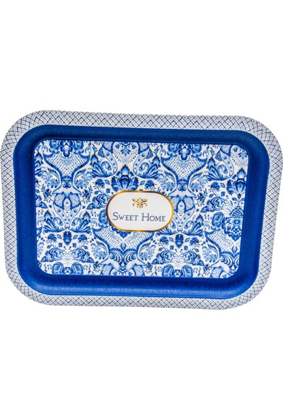 Evle EE161-7N Azulejos Sweet Home Desenli Dikdörtgen Tepsi 23X31 cm Evle EE161-7N Azulejos Sweet Home Desenli Dikdörtgen Tepsi 23X31 cm
