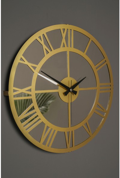 Muyika Roma Gold Aynalı Metal Duvar Saati 41X41Cm Sessiz Mekanizmalı Amd-41