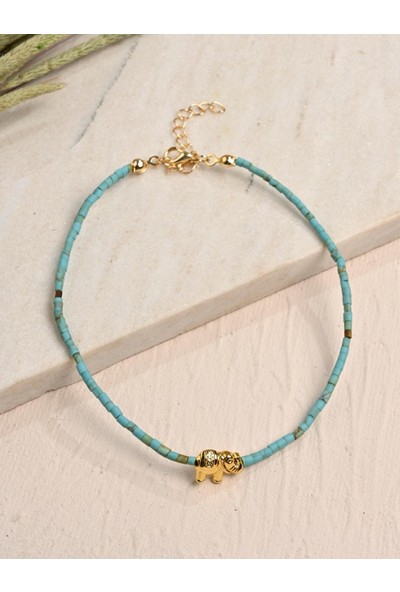 Jimmy Key Kadın Karışık Boncuklu Fil Figürlü Halhal